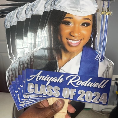 Custom Graduation Big Head Photo Fans Personalized Hand Fan Graduation ...