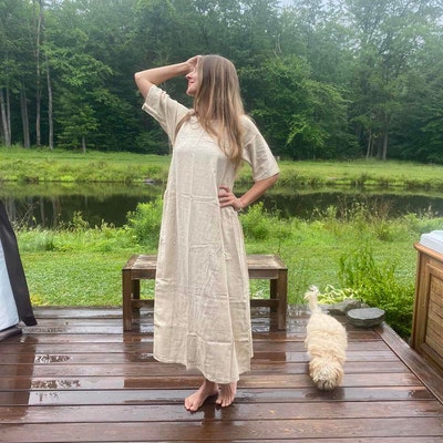 Boho Rustic Silk Dress, Raw Ahimsa Wild Silk, Long Bohemian Dress ...