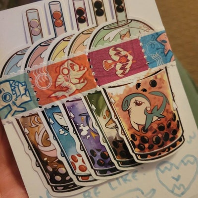 Boba Tea Shark Sticker Set - Etsy UK