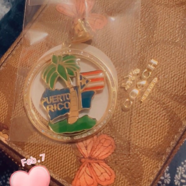 10K Solid Yellow Gold Puerto Rico Gold Charm Pendant With Souvenir ...