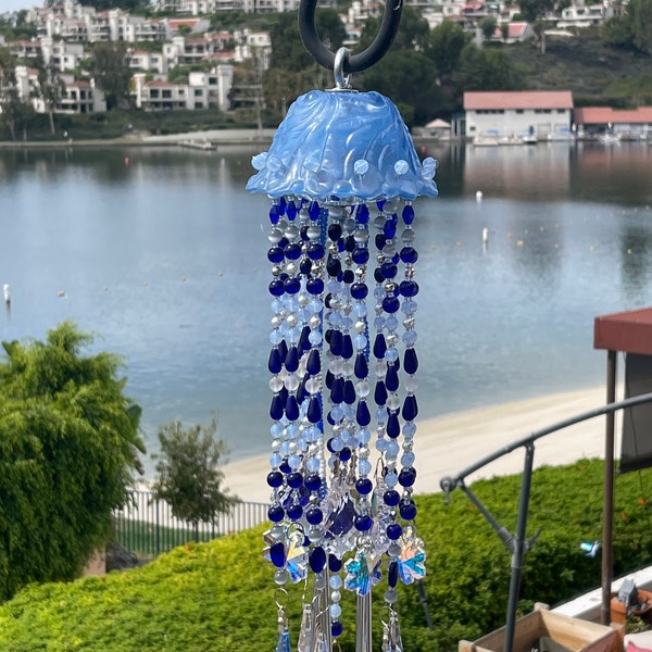 Crystal and Glass Bead Angelic Square Unique Wind Chime Handmade OOAK ...