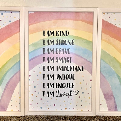 Rainbow Affirmations Sign-positive Affirmations-set of 3 Girl Room Sign ...