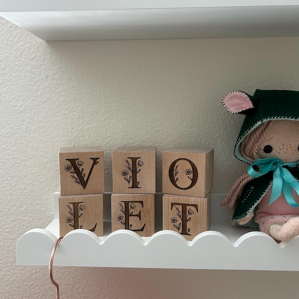 Custom Personalized Wood Name Blocks | FLORAL GARDEN | Kids Room ...