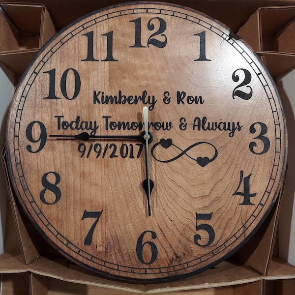 Custom Laser Engraved Solid Wood 12" Clock - Etsy