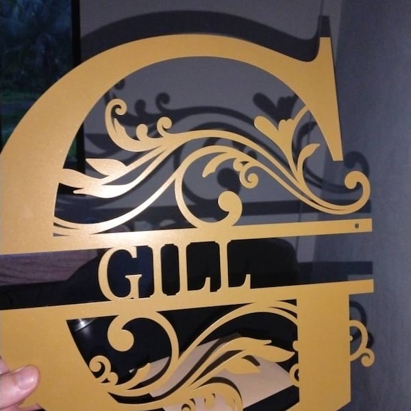 Personalized Family Name Metal Sign, Custom Metal Monogram Split ...