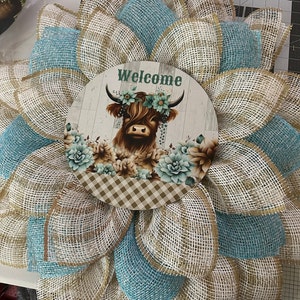 Highland Cow Welcome Wreath Sign, Highland Cow Wreath Sign, Metal ...