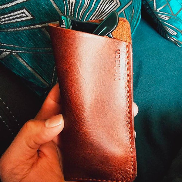Leather Phone Pouch, Genuine Leather Phone Case , Leather Phone Bag ...