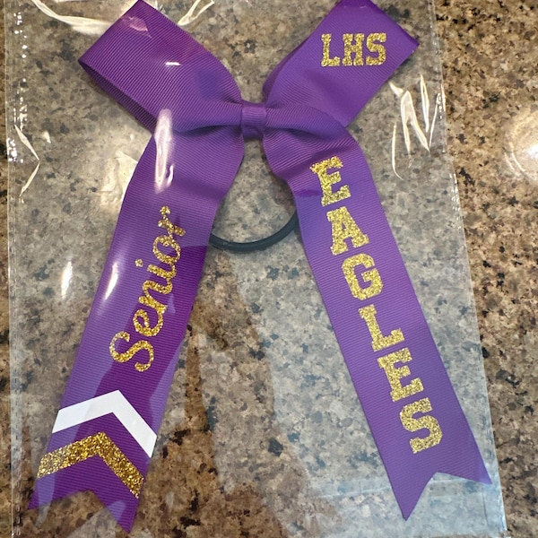 Cheer Game Day Long Tail Hair Bow, Personalized With Your Team Colors ...