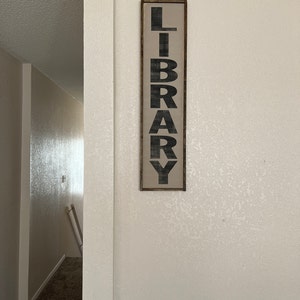 Library Sign Library Decor Wood Library Sign Horizontal | Etsy