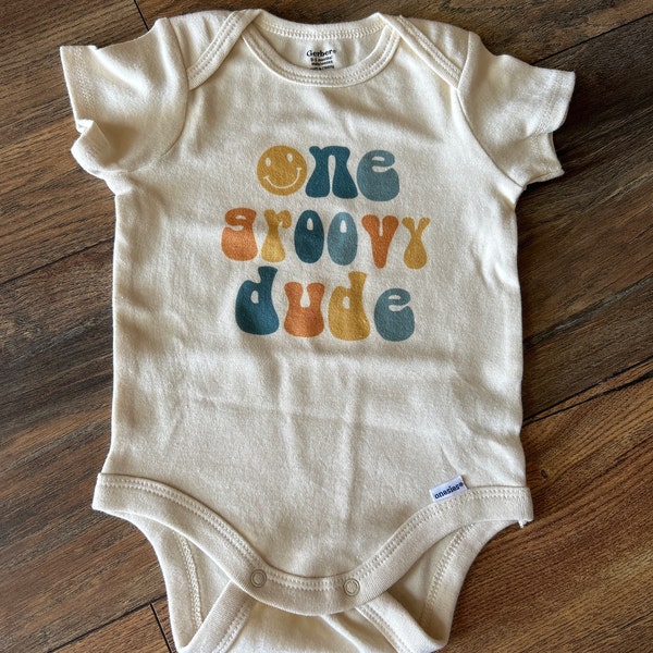 One Groovy Dude Baby Onesie® First Birthday Bodysuit Boys Retro ...