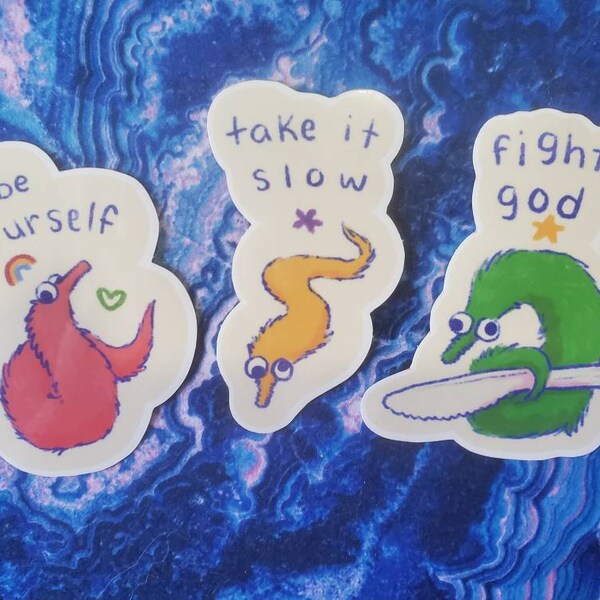 DIGITAL Fluffy Worm Sticker Pack - Etsy