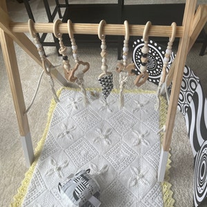 Wooden Baby Gym Activity Play Mat Playmat Wood Frame Stand Newborn Gym ...