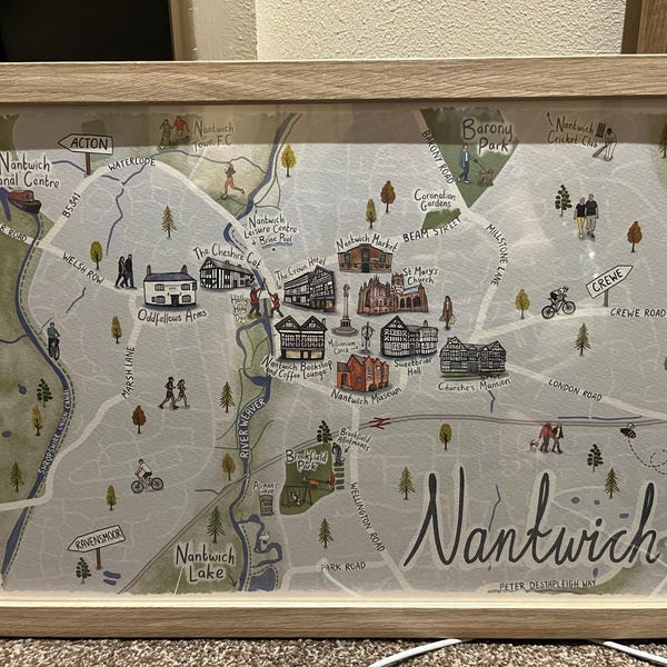 Denshaw Illustrated Map, A3 Art Print, Saddleworth Village Map ...