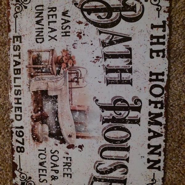Personalized Custom BATH HOUSE Metal Bathroom Sign Decoration Modern ...