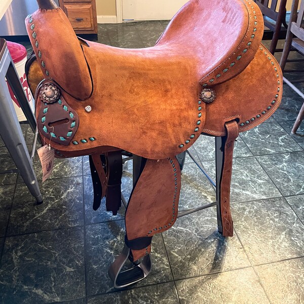 Handmade Western Leather Barrel Saddle With Matching Tack Set - Etsy