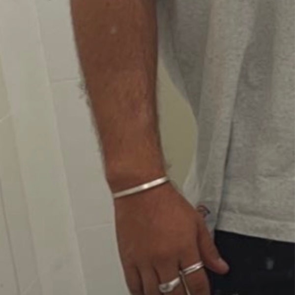 Sterling Silver Men's Cuff Bracelet, Open Wrist Cuff for Men & Women ...