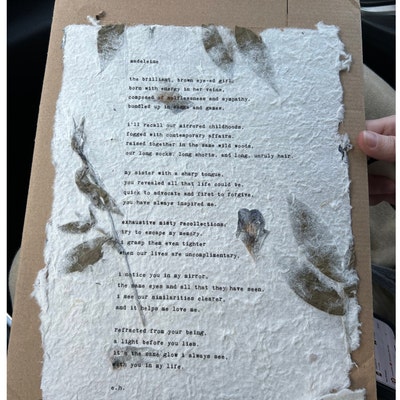Custom Handtyped Personalized Poem Art Typed on Handmade Artisan ...