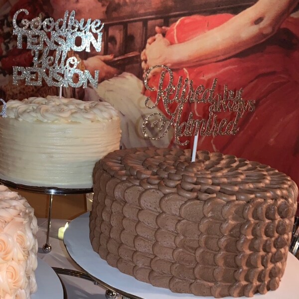 Goodbye Tension Hello Pension Cake Topper, Retirement Cake Topper ...