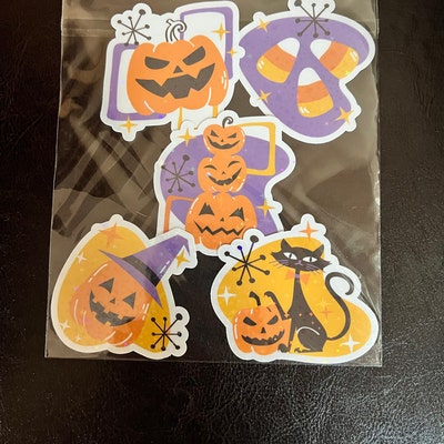 Pack of 6 Waterproof Vinyl Spooky Pumpkins Stickers Vintage - Etsy