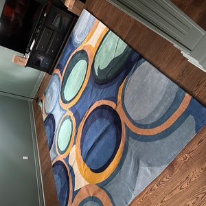 Moss Green Color Solid Area Rug Hand-knotted 100% Wool Area Rug Luxury ...