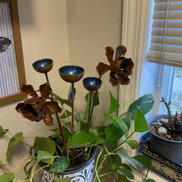 Large Metal Poppy Seed Heads. Rusted Sculptures for the Garden. Garden ...