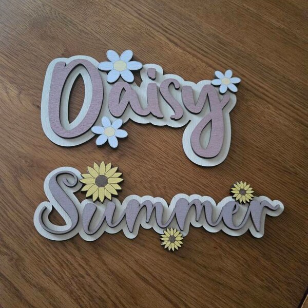 Daisy Door Sign: Wooden Floral Nursery Decor, Custom Daisy Name Sign ...
