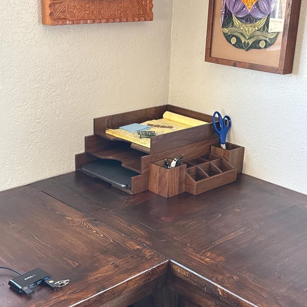 Handcrafted Wood Pen & Ink Stand: Desk Organizer, Collector Gift - Etsy