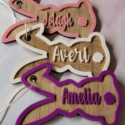 Bunny Name Tag Svg, Personalized Easter Basket Tag Svg, Custom Easter ...