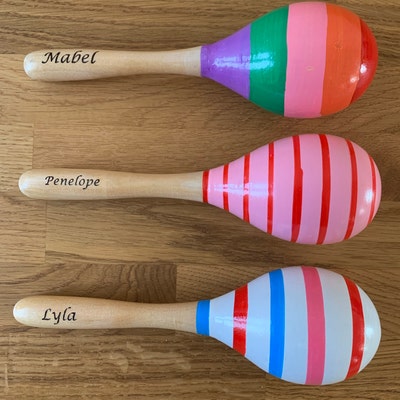 20cm Colourful Wooden Maraca Rattle Shaker Sensory Toy for Kids Music ...