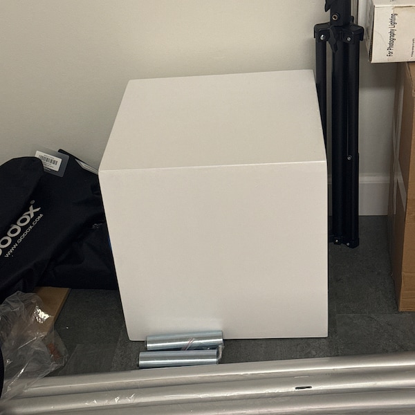 12", 14" or 16" White Display Posing Cube Pedestal Stand Riser Column ...