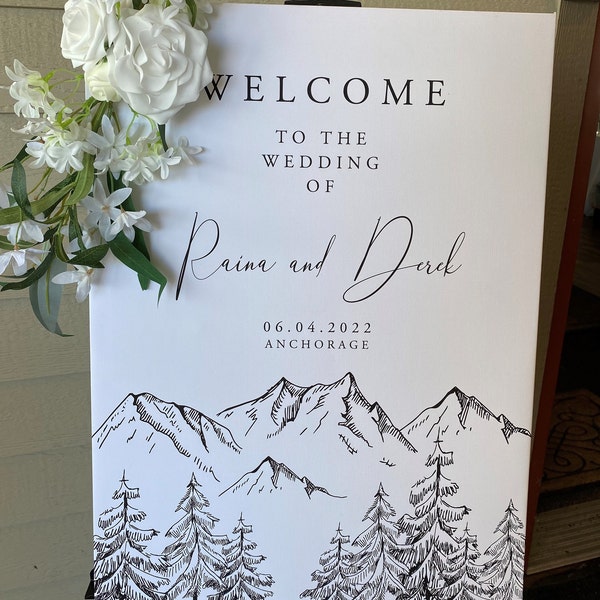 Mountain Welcome Sign, Woodland, Printable Wedding Rustic Pine, Bridal ...