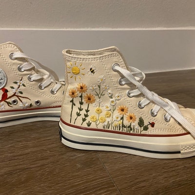 Custom Converse Chuck Taylor 1970s/embroidered Fire Converse/fire ...