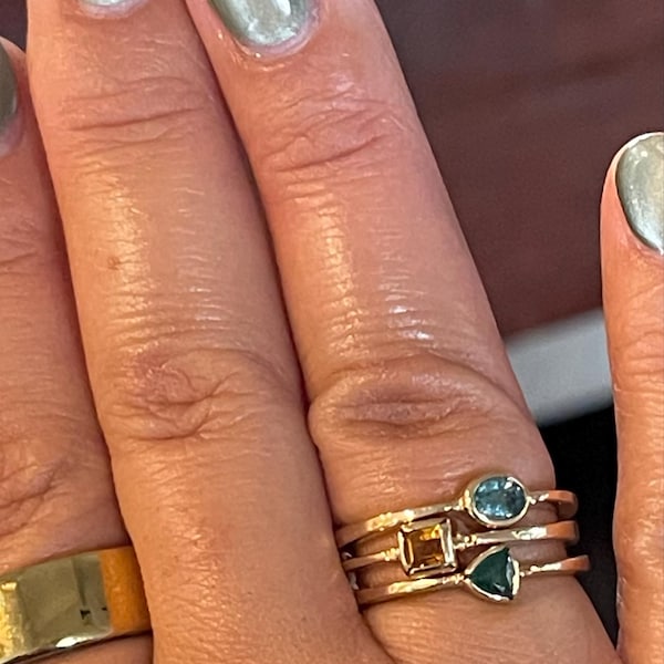 Ammolite and Rutilated Quartz Doublet Ring Sterling Silver Size 6.5 ...