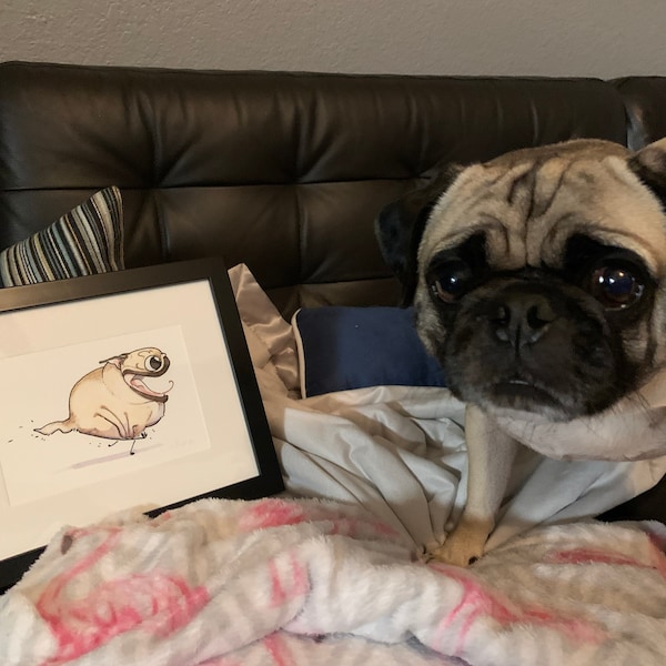 Zoomies Pug Art Print - Cute Pug Art, Zoomie Pug Print, Funny Pug Decor ...