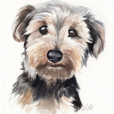 MINI Pet Portraits Simple Custom Pet Portrait. Animal Watercolor ...