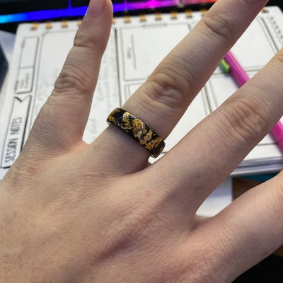 100% Coffee Coffee Ring With 24K Gold Inlay, Men's or Woman's Ring ...