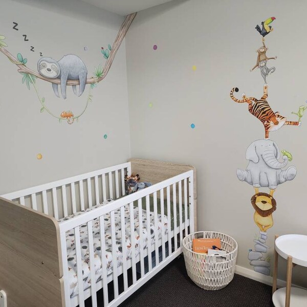 Safari Animal Stack Fabric Wall Decal, Safari Nursery, Watercolour ...