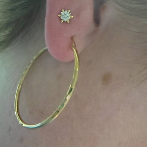 14k Solid Gold Cartilage Gold Stud Earrings Conch Earrings | Etsy