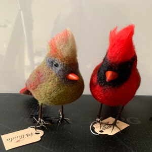 Needle Felted Cardinal Bird Ornament Female Cardinal | Etsy