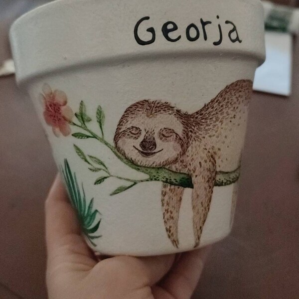 Sloth Personalised Plant Pot - Etsy UK