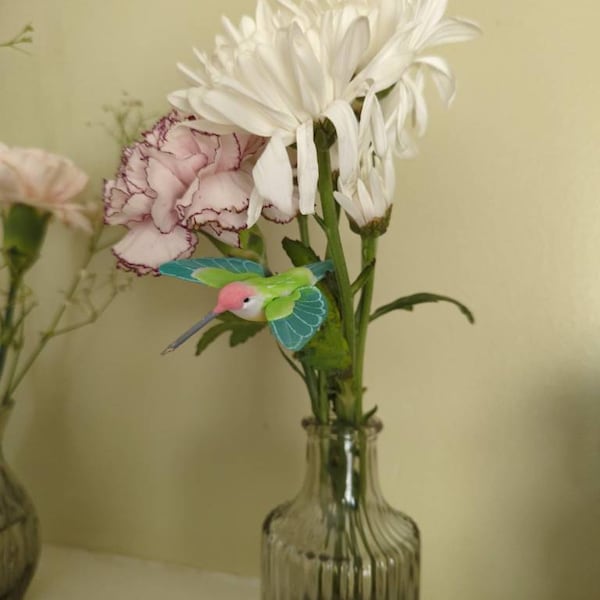 12 Small 3" Artificial Hummingbirds With Feathers on Wire for Crafts ...