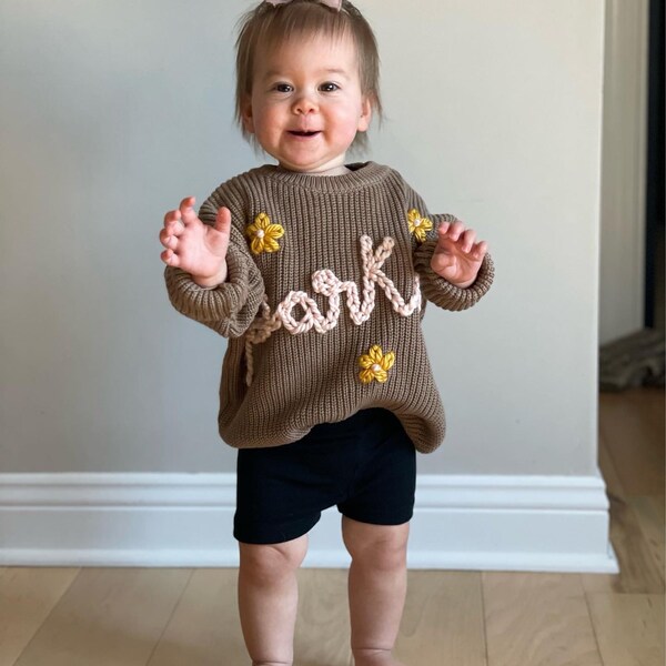 Custom and Personalized Name or Word Hand Embroidered Baby and Toddler ...
