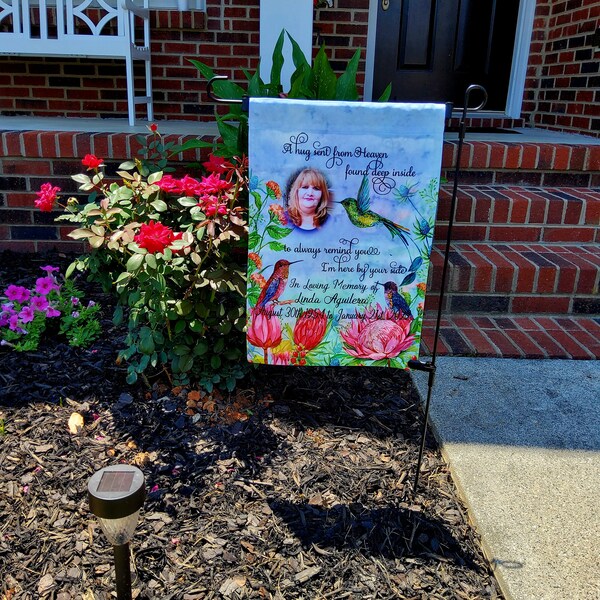 In Memory of Hummingbird Flag, Sympathy Flag, Memorial Flag, Photo Flag ...