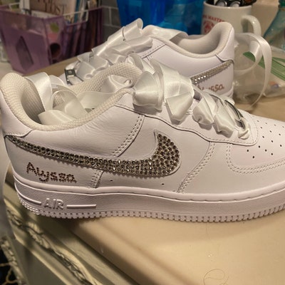 Personalised Air Force 1 White Wedding Sneakers // Blinged Out With ...