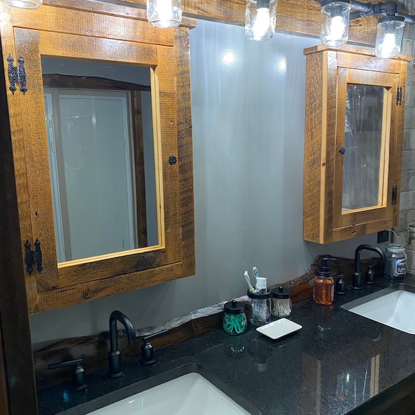 Barn Wood Medicine Cabinet With Mirror Made From Rustic Reclaimed 1800s ...