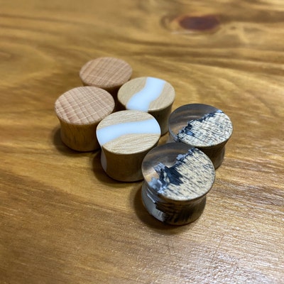 Resin Plugs, Plugs and Tunnels, Ear Gauges, Pair of Wood Gauges, Wooden ...