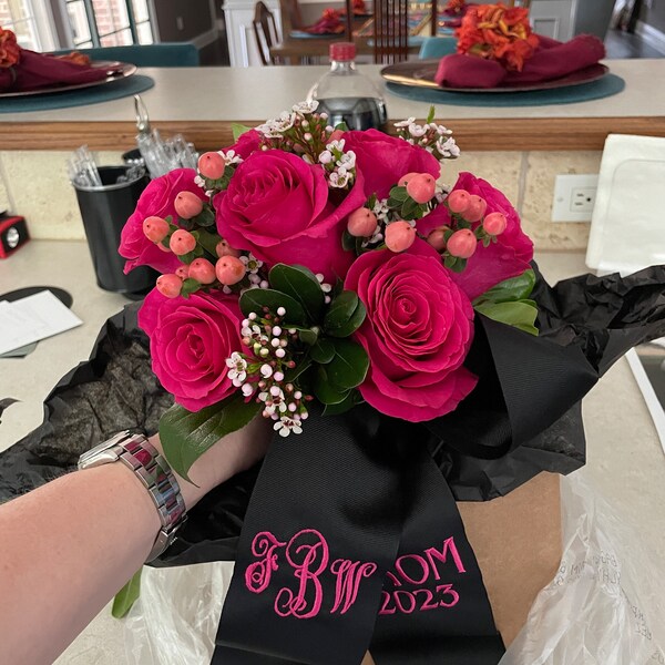 Preppy Monogrammed Homecoming or Prom Bouquet Grosgrain Ribbon ...