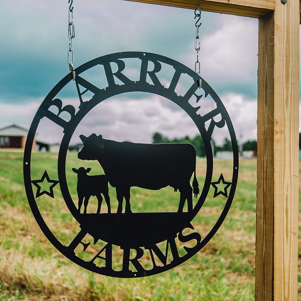 Cow Calf Metal Sign, Custom Cow/calf, Farmer Sign, Personalized ...