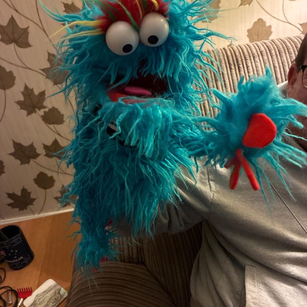 Blue Shaggy Chin Pro Monster Hand Puppet - Etsy