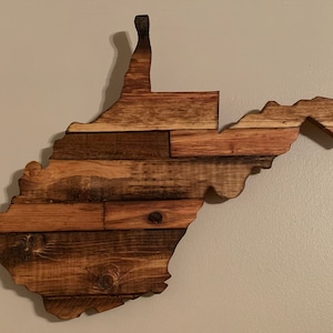 West Virgina Rustic Wood State Cut Out, Wood Art Sign, West Virginia ...